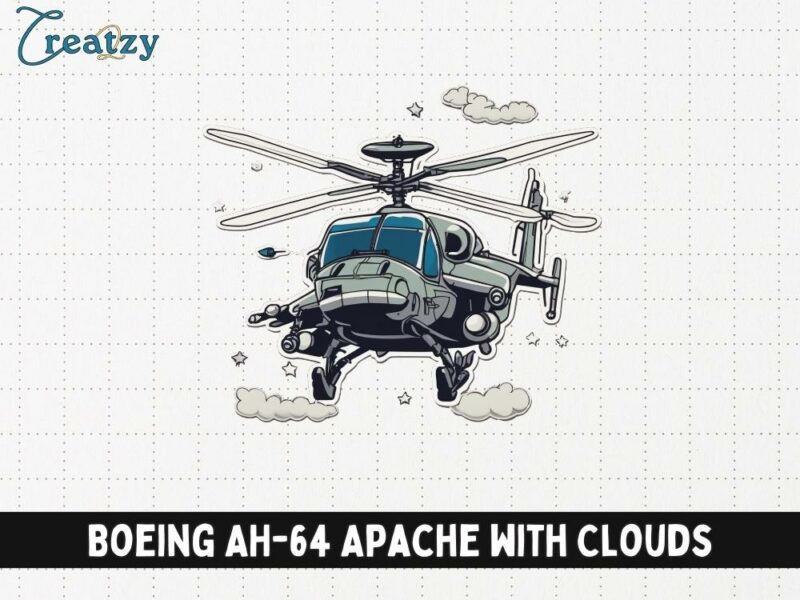 Boeing AH-64 Apache with Clouds Sticker - Creatzy